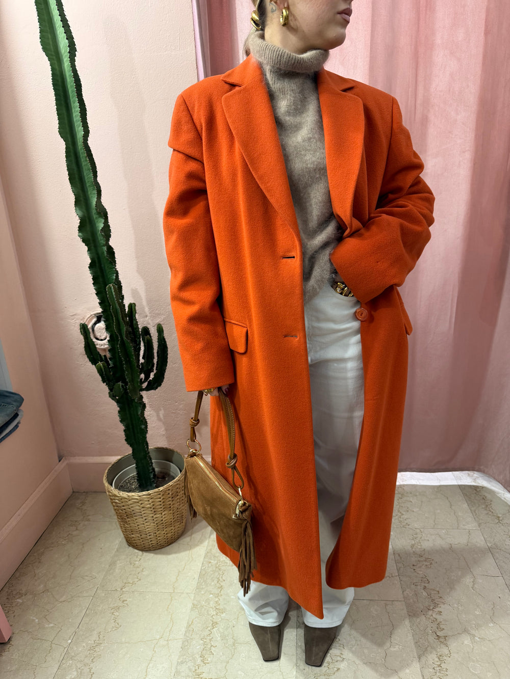 Cappotto in lana color zucca