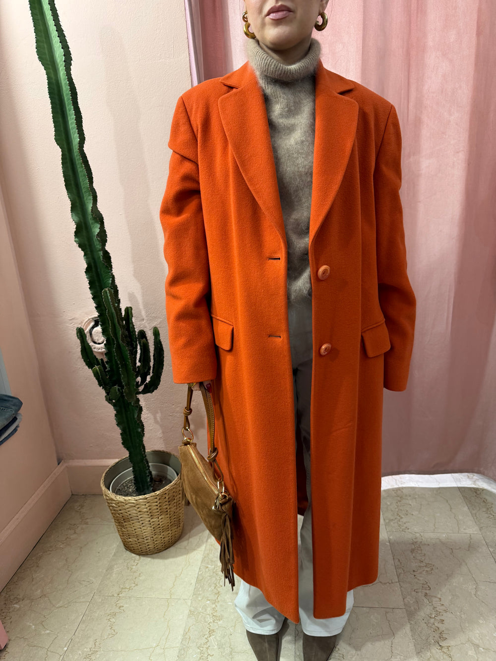 Cappotto in lana color zucca